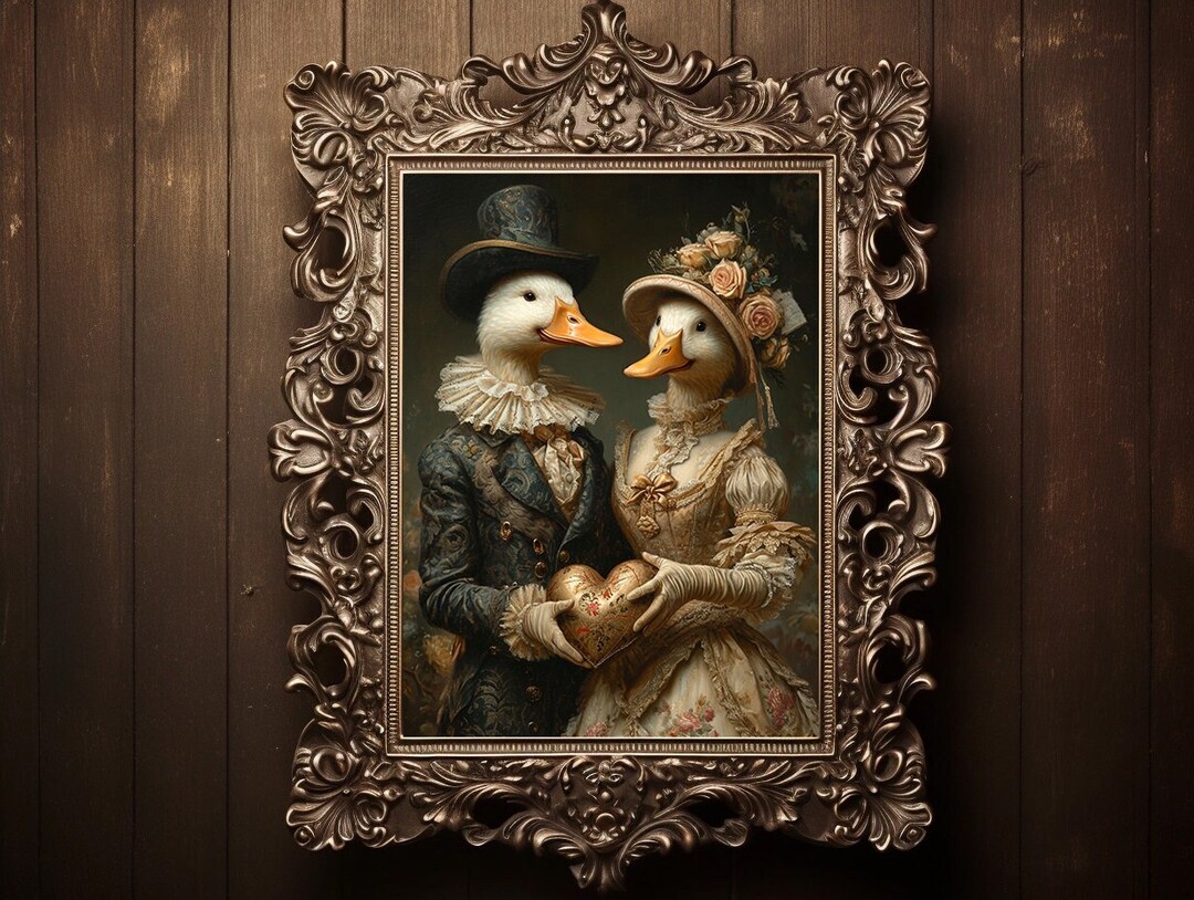 Victorian Duck Gentleman Lady Loving Couple Vintage Classic Artwork, St ...