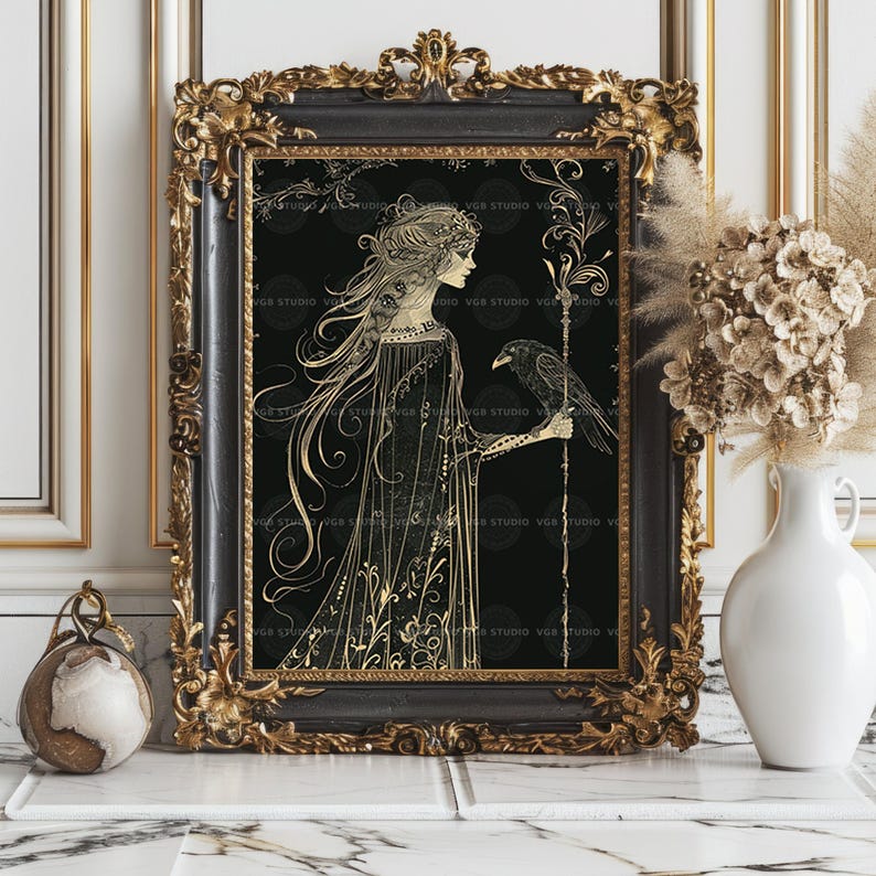 The Morrigan Art Nouveau Goddess Celtic Esoteric Altar Art, Pagan ...