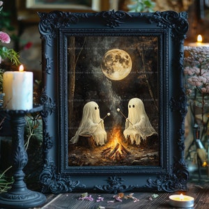 Ghost Art Print Halloween Wall Decor Cute Spooky Poster Whimsical ...