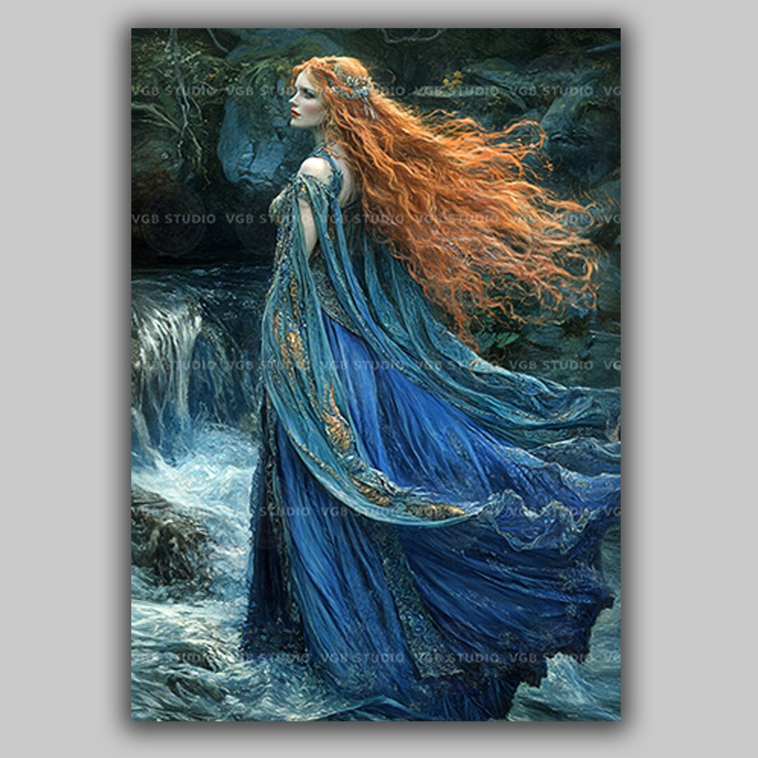 Boann Celtic River Goddess Art Print, Mystical Water Deity Wall Art ...