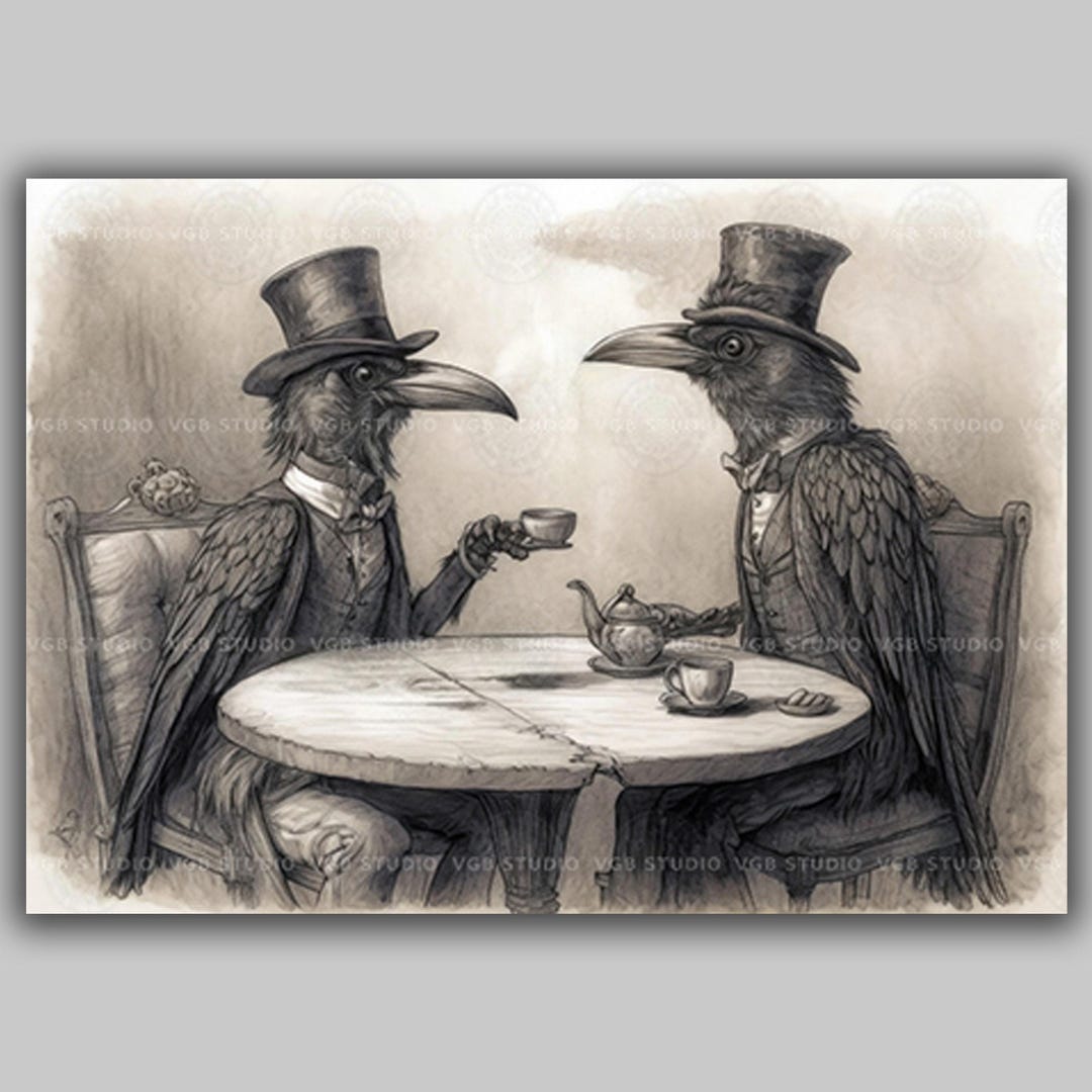 Gothic Raven Print, Victorian Crow Poster, Dark Academy Art, Goth ...