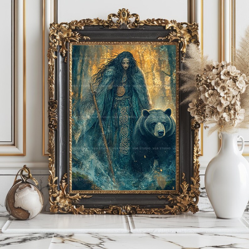 Artio Celtic Goddess Print Pagan Bear Spirit Wall Art Forest Witch ...
