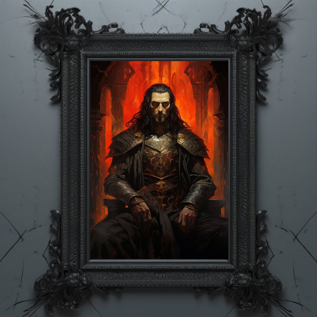 Dracula Vlad Tepes the Impaler Sitting on Throne Portrait Painting ...