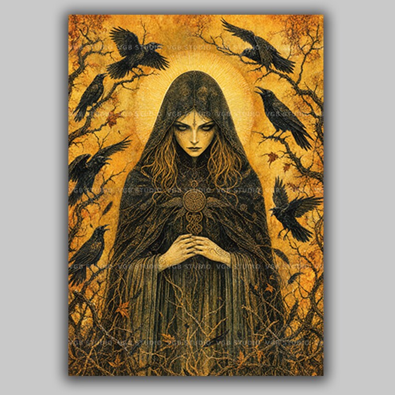 The Morrigan Raven Queen Wall Art Print, Celtic Goddess of War and Fate ...