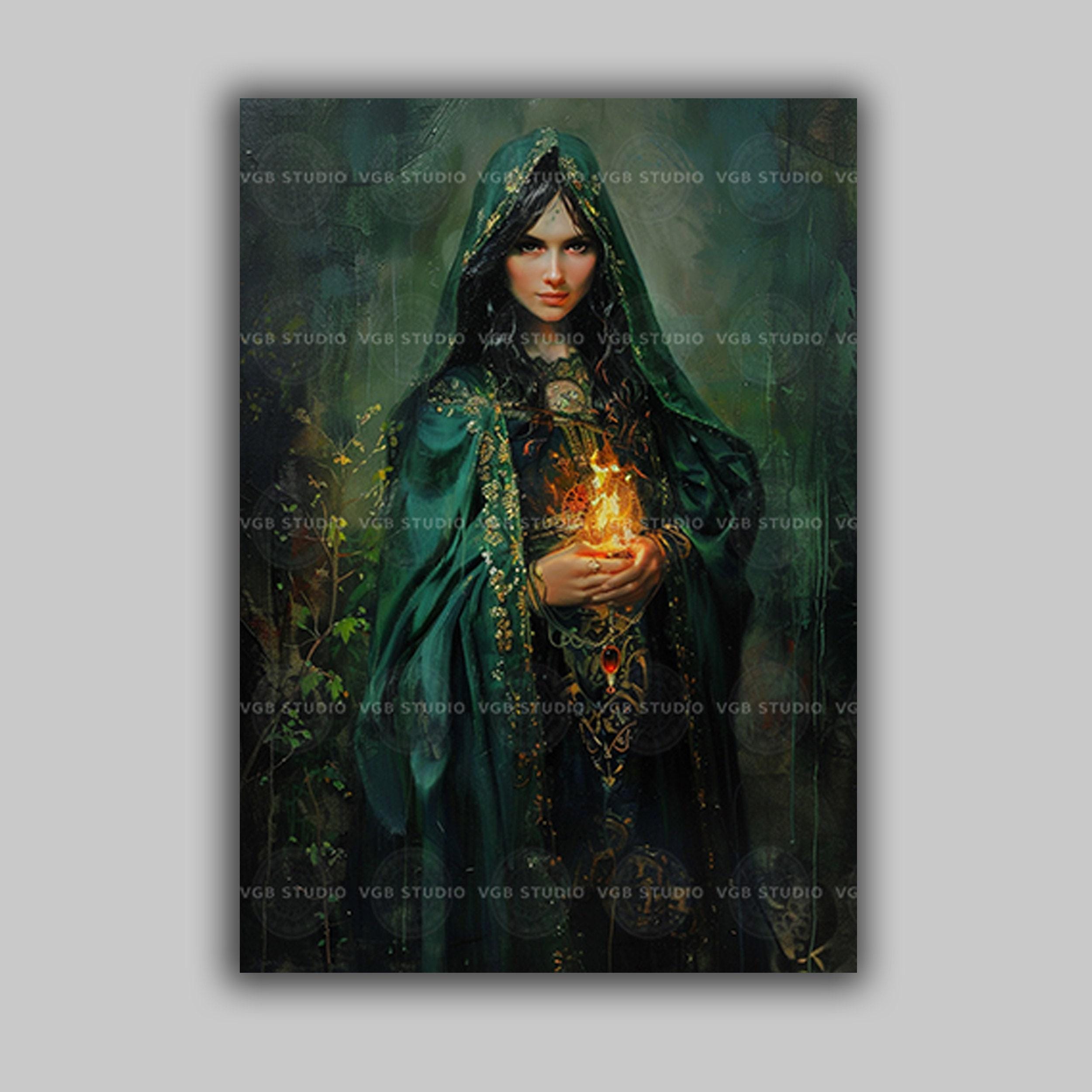 Brigid Goddess With Fire Art Print | Celtic Irish Mythology Wall Decor ...