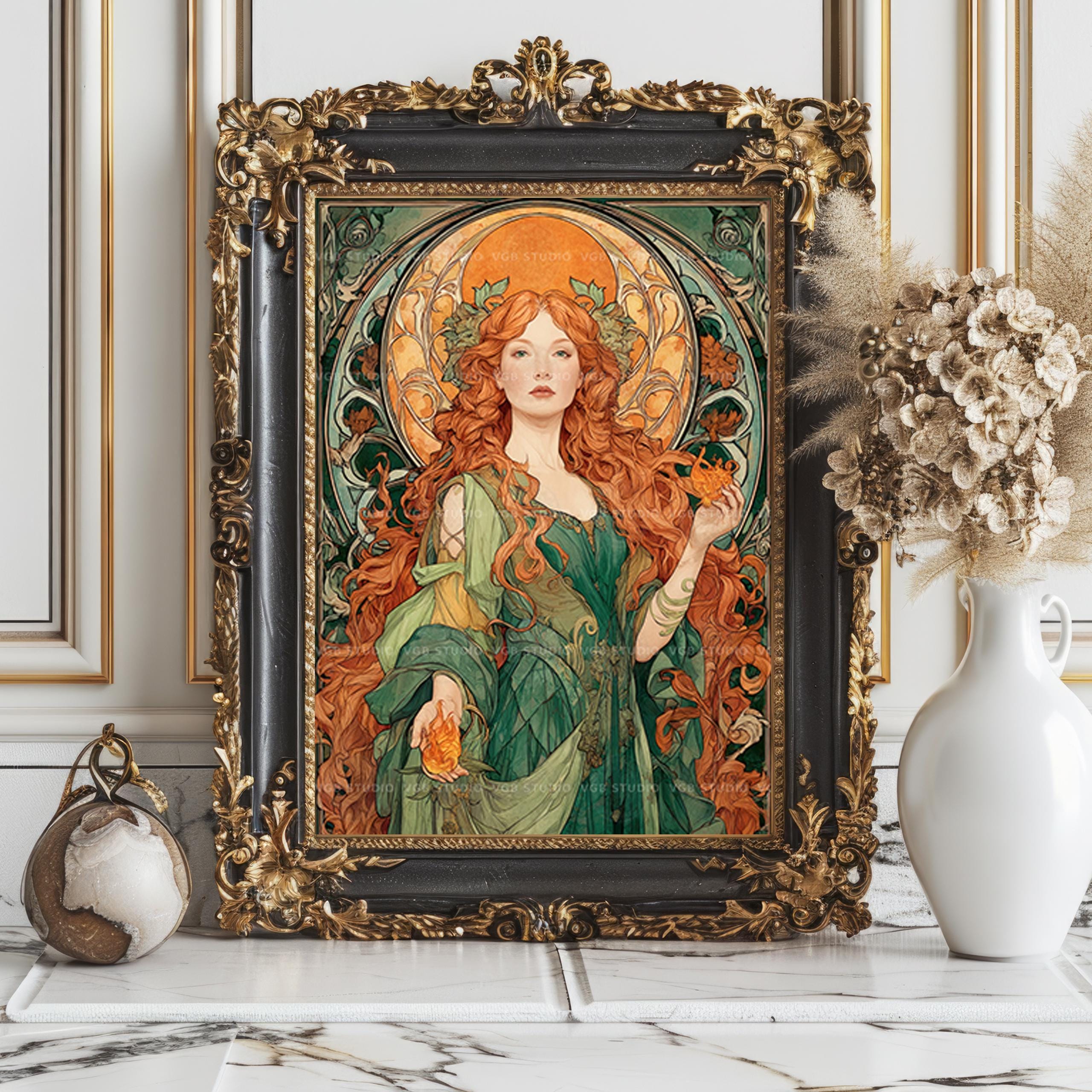 Brigid Art Print Celtic Goddess Wall Decor Irish Pagan Imbolc Fire ...