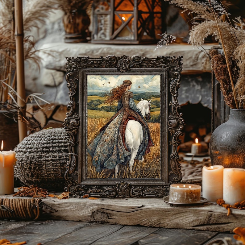 Rhiannon Wall Art Celtic Horse Goddess Print Welsh Mythology Fantasy ...
