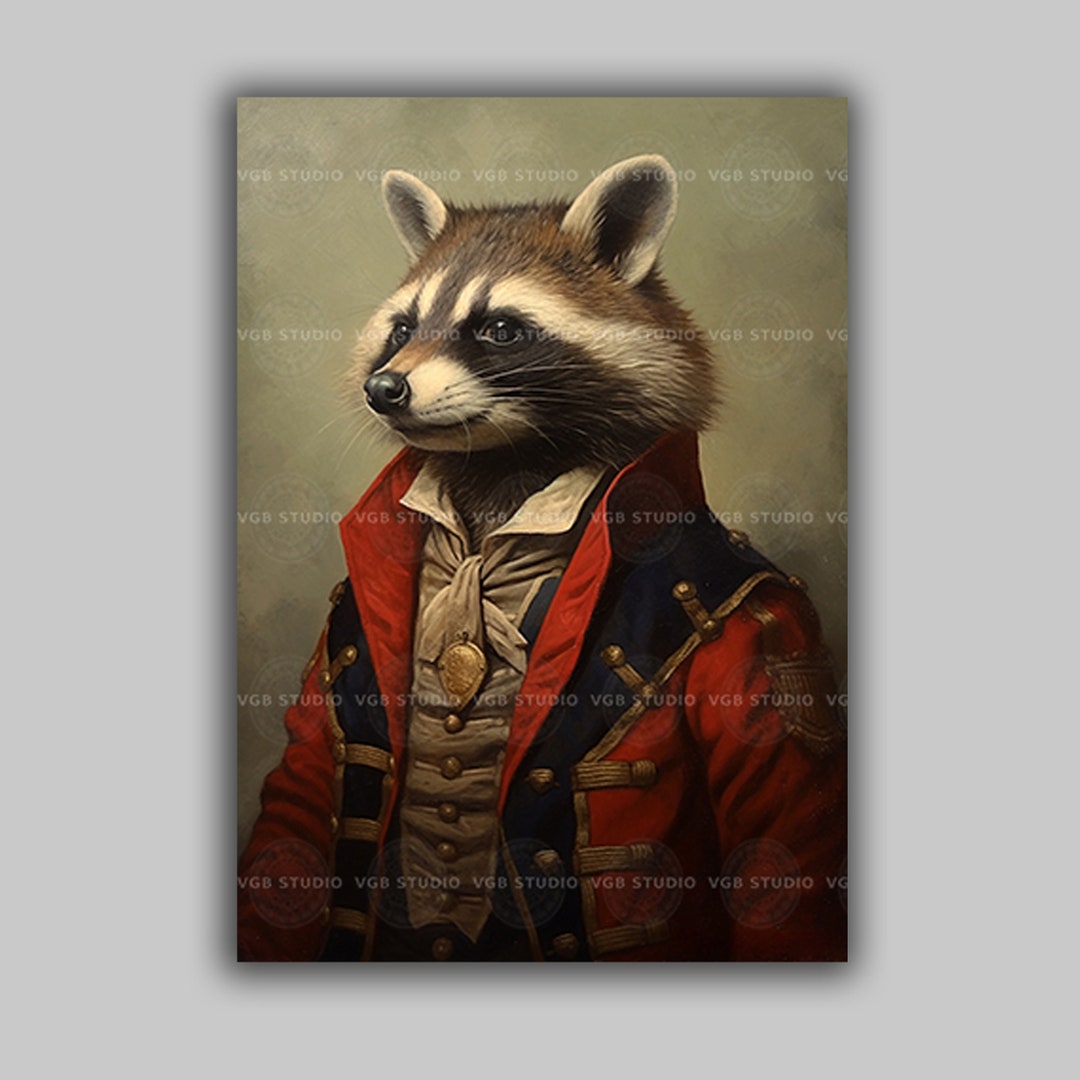 Gothic Raccoon Victorian Gentleman Print, Renaissance Aristocrat Racoon ...