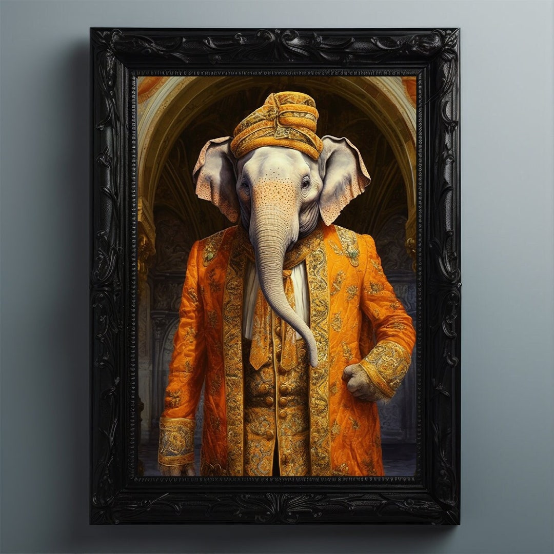 Victorian Regal Elephant Gothic Royal Giclee Print, Vintage Painting ...