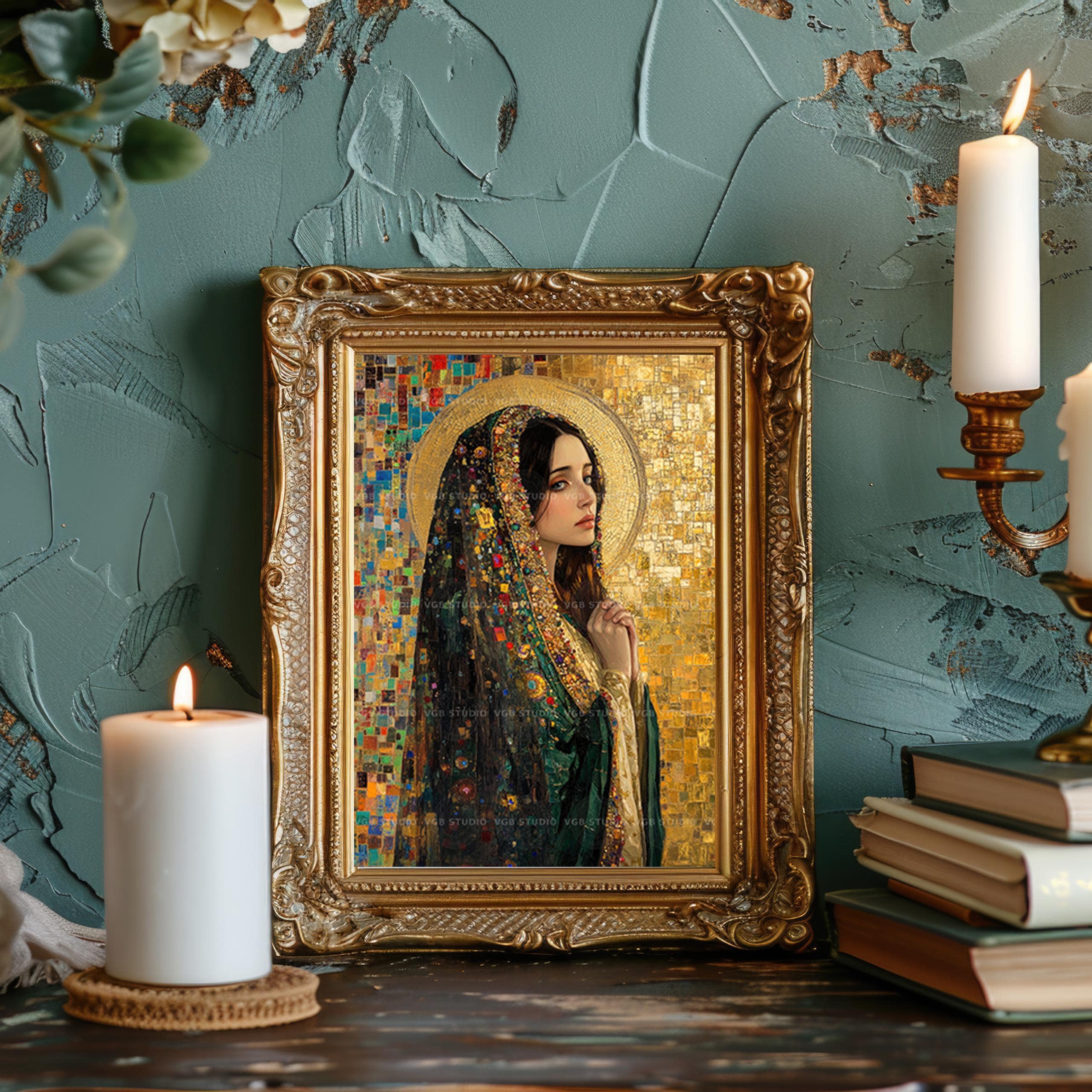 Mary Magdalene Art Print Mosaic Icon Saint Portrait Sacred Decor ...