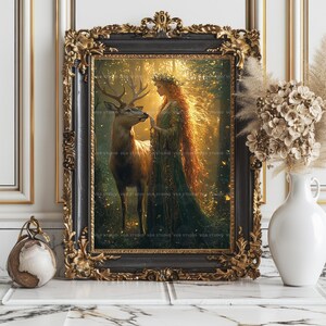 Flidais Celtic Goddess of Wildlife Art Print – Irish Mythology Forest ...