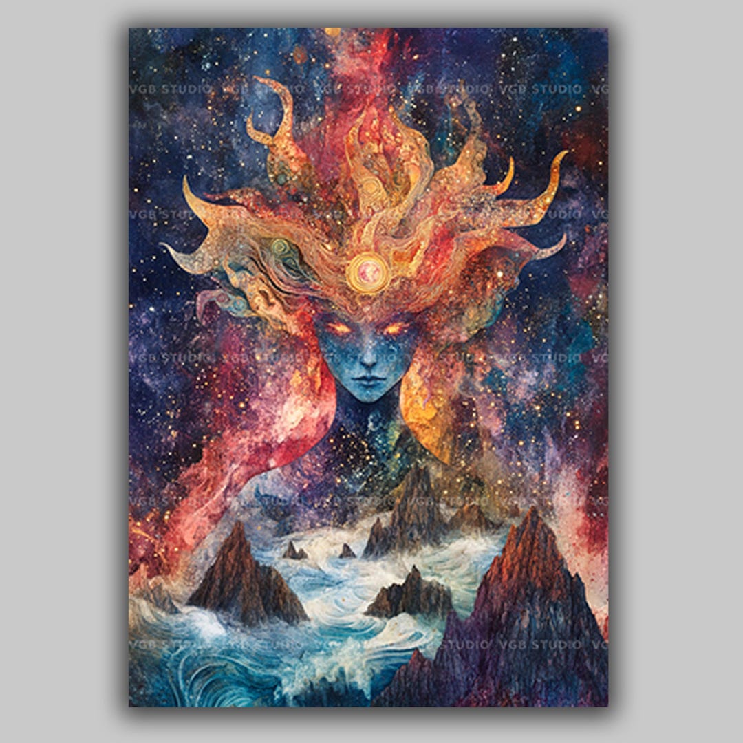 Khaos Primordial Goddess of Creation Mystical Greek Wall Art, Celestial ...
