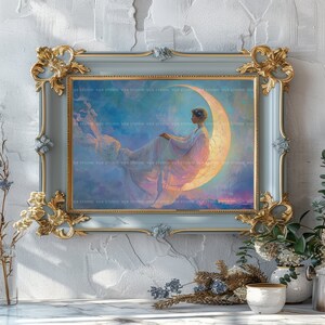 Selene Moon Greek Goddess, Ethereal Luna Baroque Painting, Celestial ...