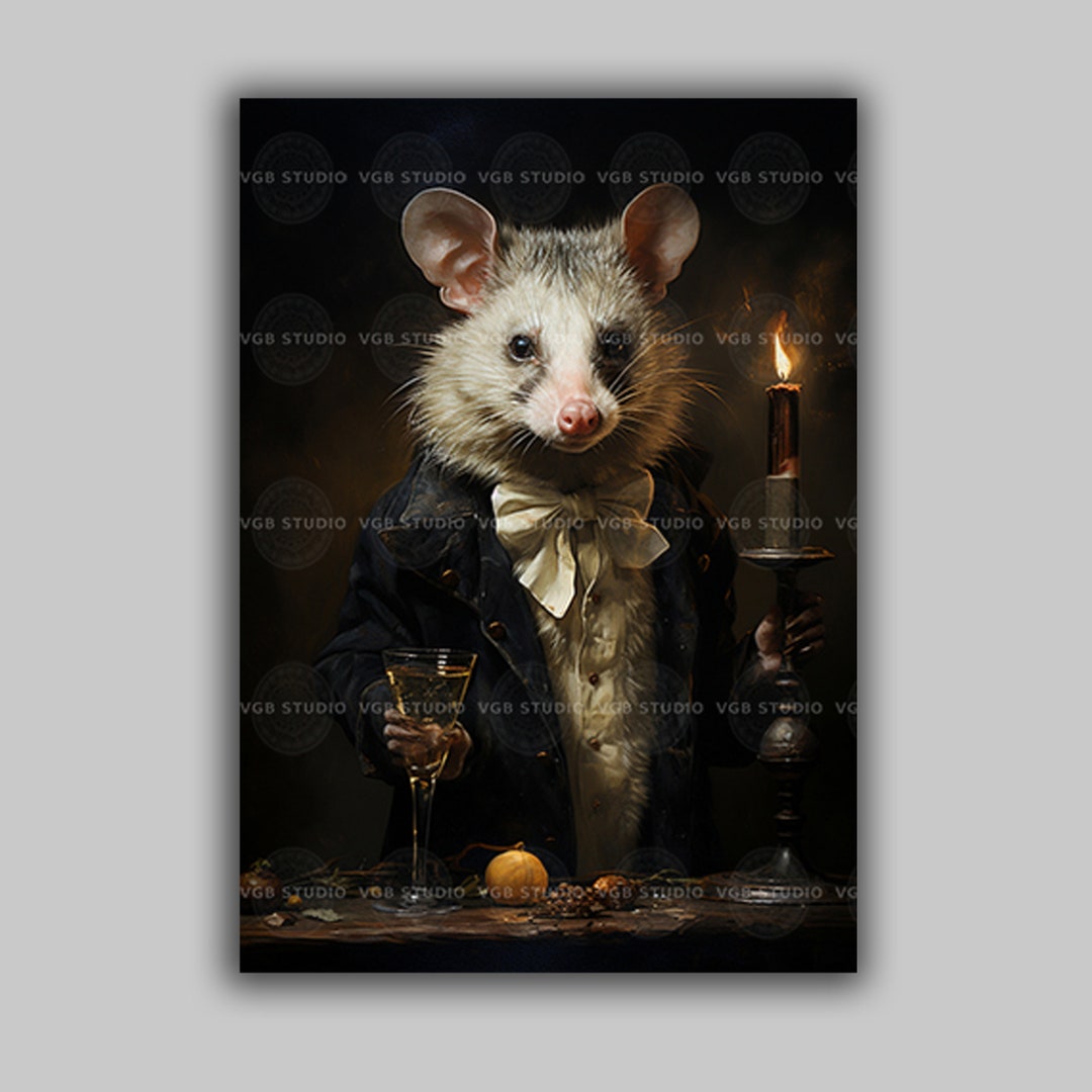 Gothic Victorian Possum Print, Baroque Classical Chiaroscuro Portrait ...