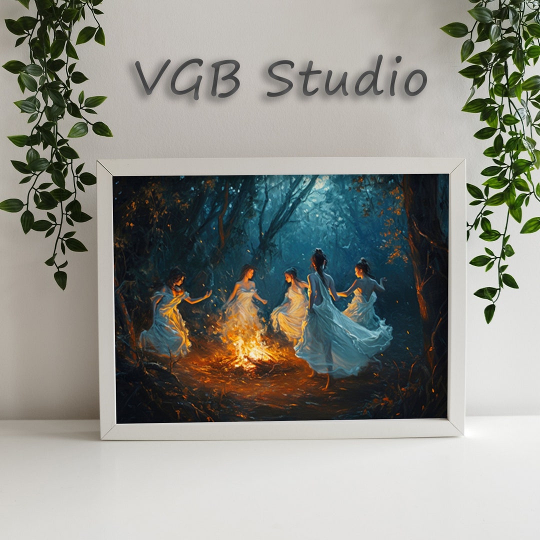 Witches Coven Wicca Moon Ritual Mythical Print, Mystic Luna Invocation ...