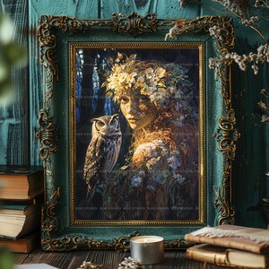 Blodeuwedd Celtic Goddess of Transformation and Flowers, Mythical Welsh ...