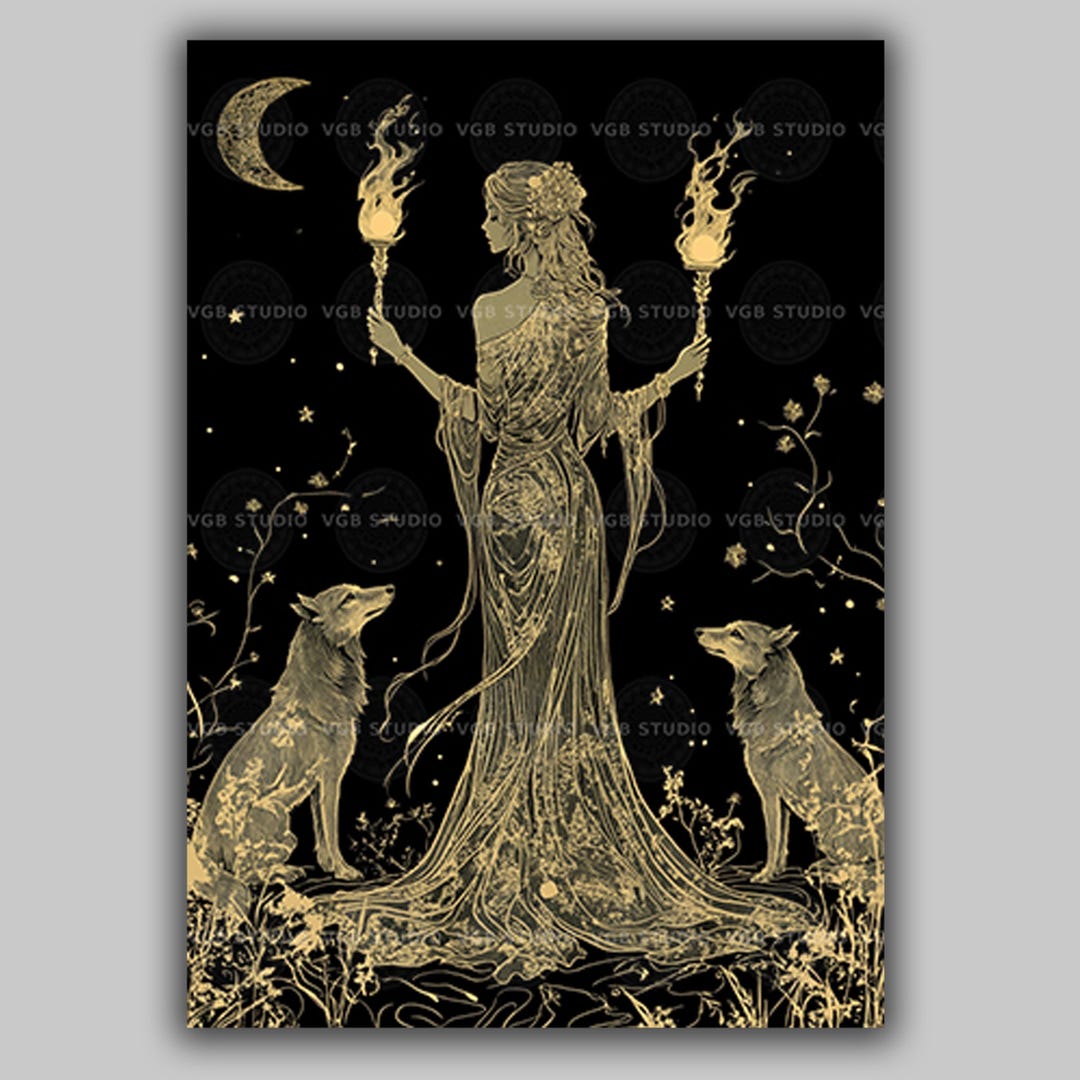Hecate Witchcraft Night Greek Goddess Art Nouveau Crossroads Magic ...