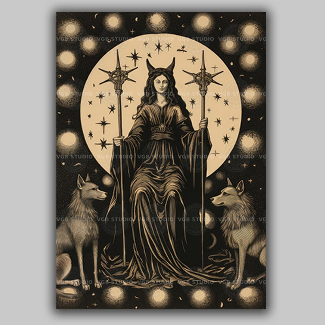 Hecate Art Print Goddess Magic Moon Stars Greek Mythology Witch Decor ...