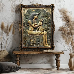 Bastet Wall Art Ancient Egyptian Cat Goddess Relief Print Mythology ...