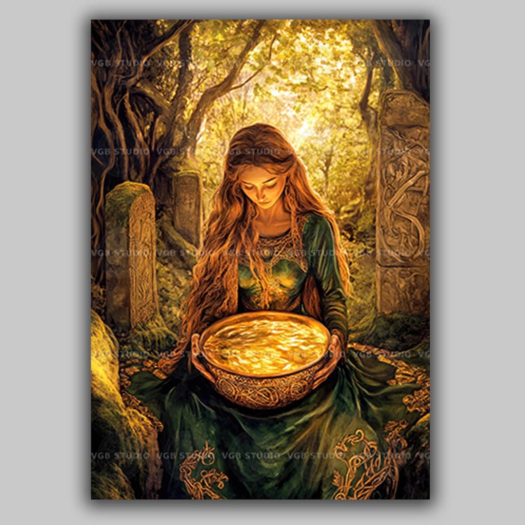 Celtic Goddess Danu Holding Sacred Water Bowl Irish Mythology Art ...