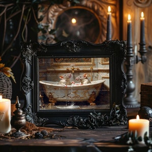 Rat Bath Victorian Bathtub, Mouse Bathroom Whimsical Fine Art Print ...