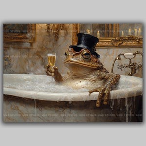 Frog Top Hat Gentleman Bath in Victorian Bathtub, Toad Bathroom ...
