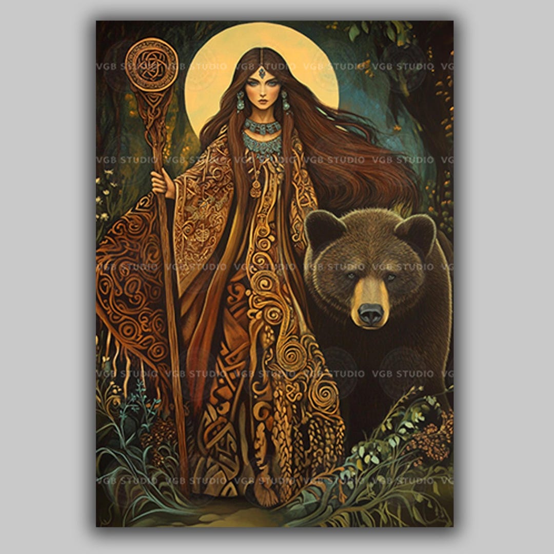 Artio Celtic Bear Goddess Print Pagan Nature Deity Wall Art Forest ...
