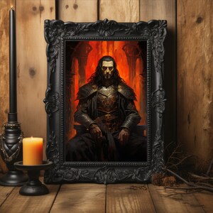 Dracula Vlad Tepes the Impaler Sitting on Throne Portrait Painting ...