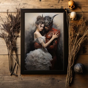 Victorian Woman Satanic Lover, Romantic Goth Poster, Forbidden Love ...