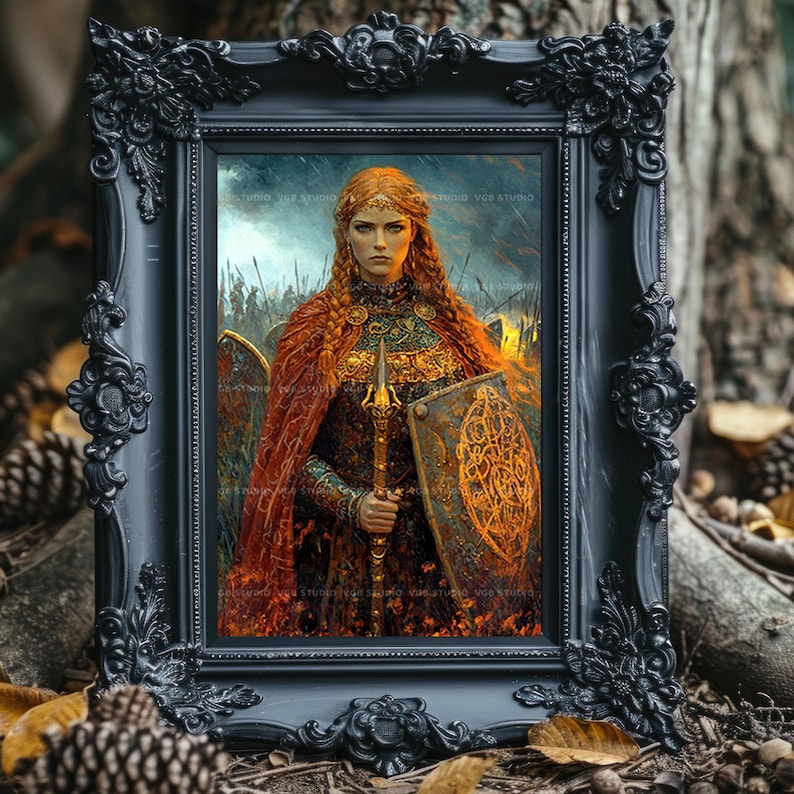 Queen Boudica Art Print Celtic Warrior Woman Wall Decor Red-haired ...