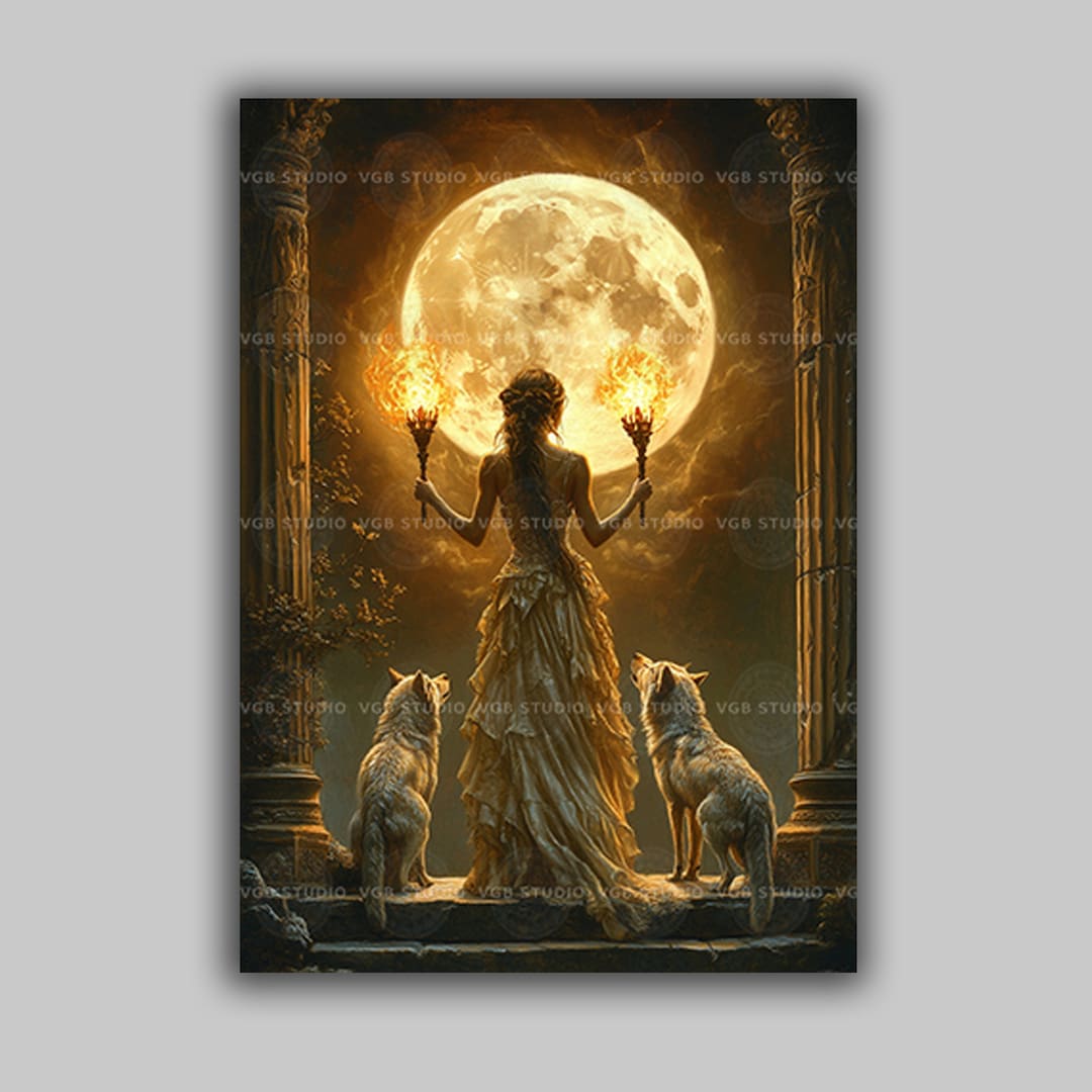 Hecate Goddess Art Nouveau Print, Crossroads Magic Hekate Full Moon ...