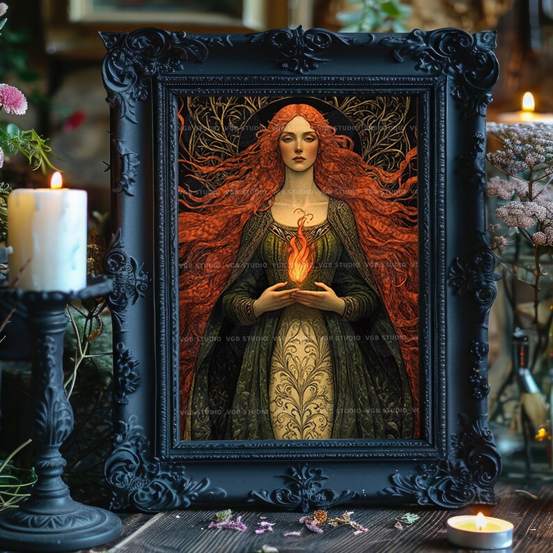 Brigid Goddess Art Print Irish Pagan Fire Deity Red Hair Celtic ...