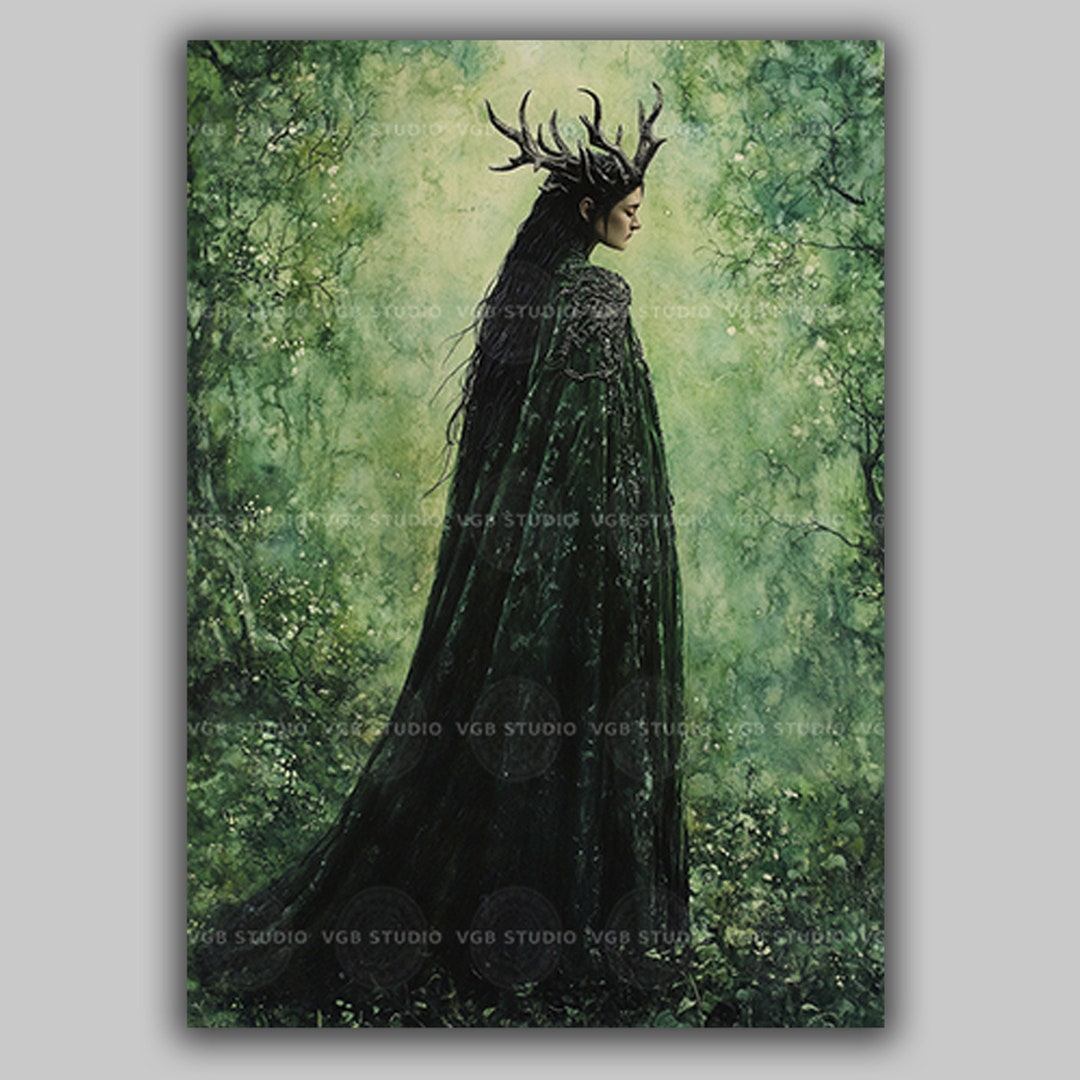 Sadb Forest Queen Art Sadhbh Pagan Goddess Print Antlered Woman in ...