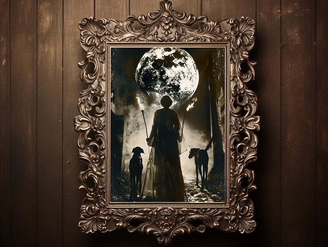 Hecate Greek Goddess Sepia Vintage Photo, Hekate Moon Crossroads ...