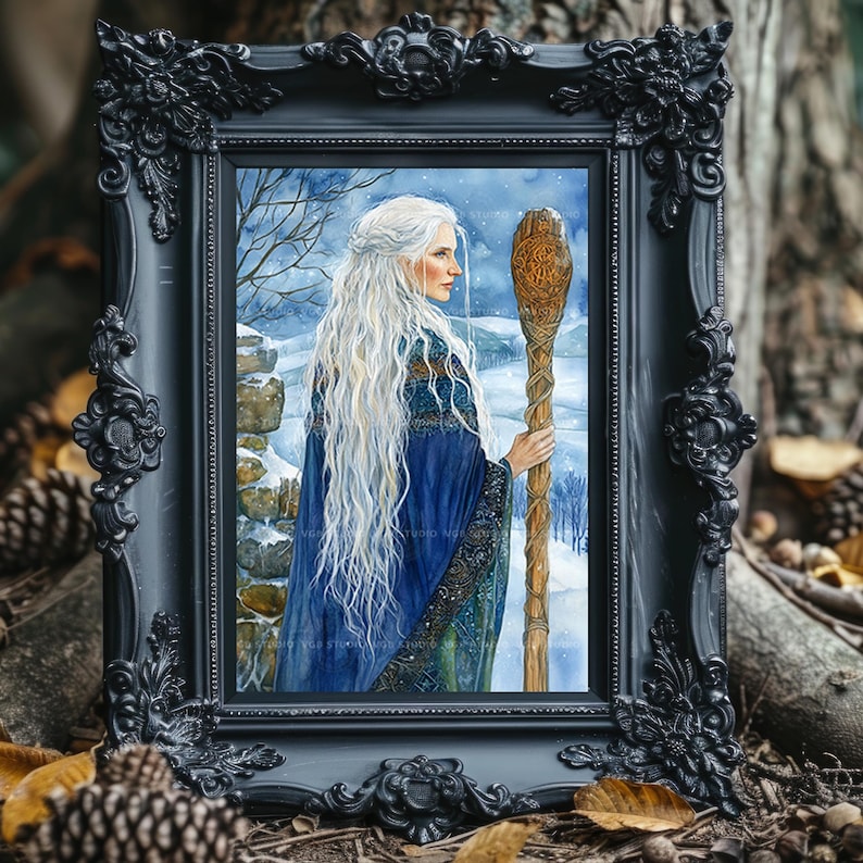 Cailleach Art Print Celtic Winter Goddess Snow Queen Crone Mythology ...