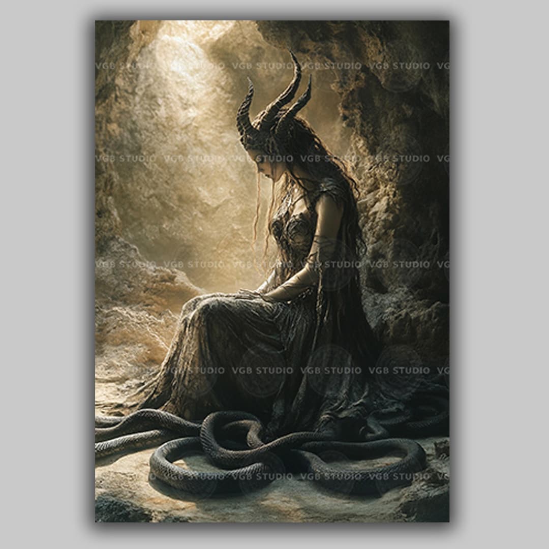 Lilith Dark Goddess of Rebellion and Serpents Art Print Mythology ...