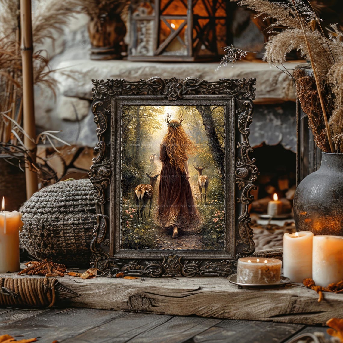 Elen of the Ways Celtic Goddess Art Print, Guardian of Pathways Deer ...