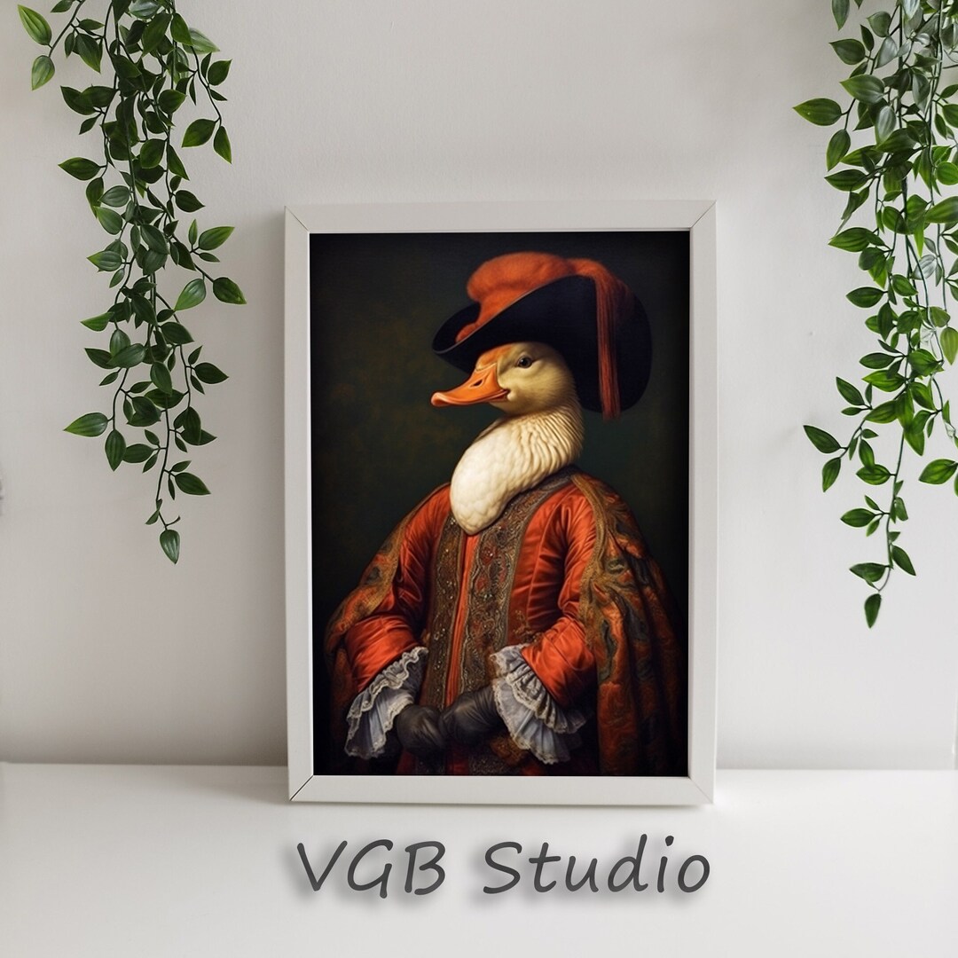 Gothic Renaissance Duck, Victorian Bird Portrait, Avian Artwork, Fine ...
