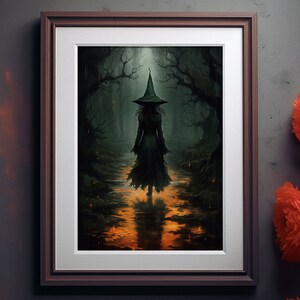 Witchy Dark Forest Vintage Occult Painting, Witchcraft Fine Art Giclee ...