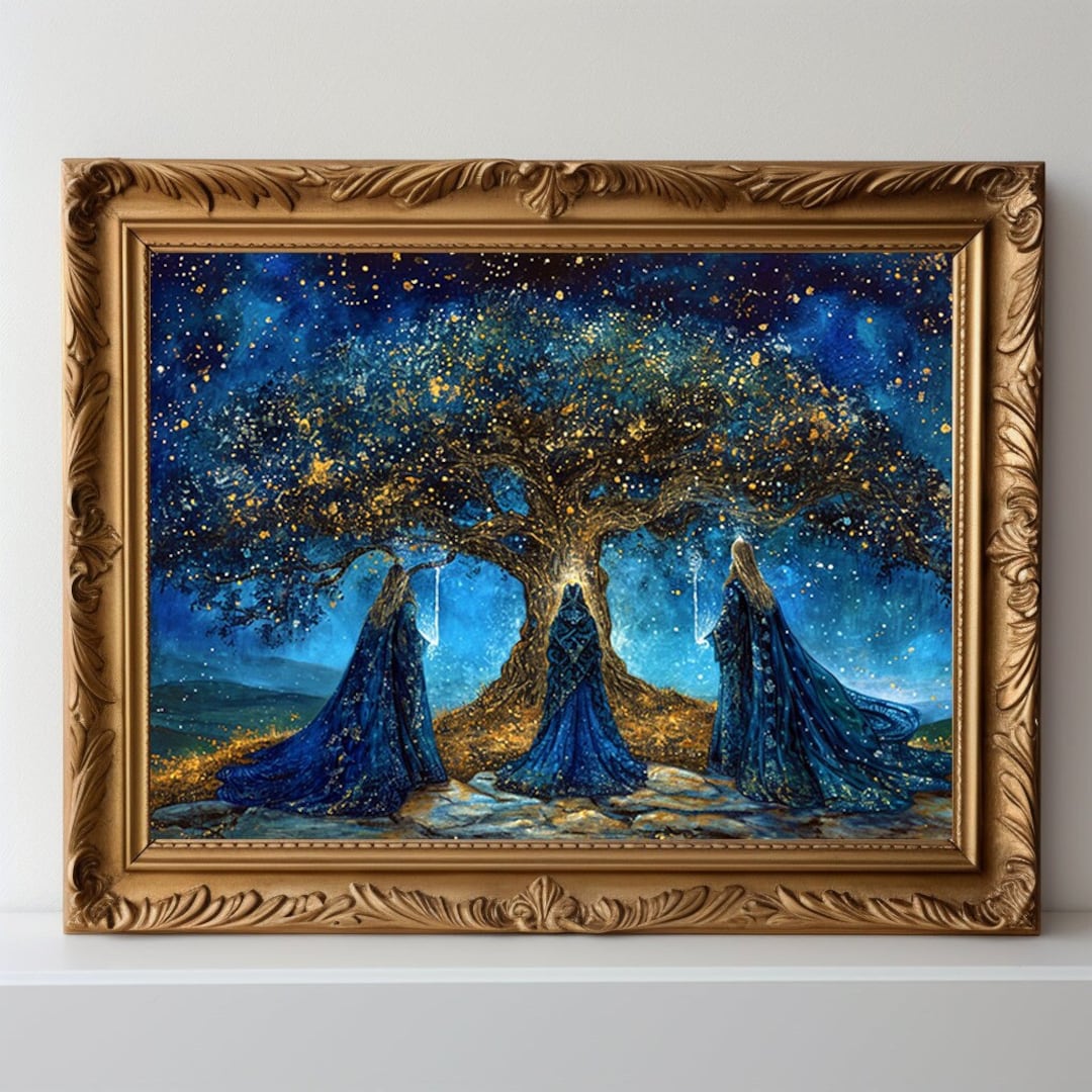 The Norns Tree of Life Print, Pagan Goddess Norse Mythology Painting ...
