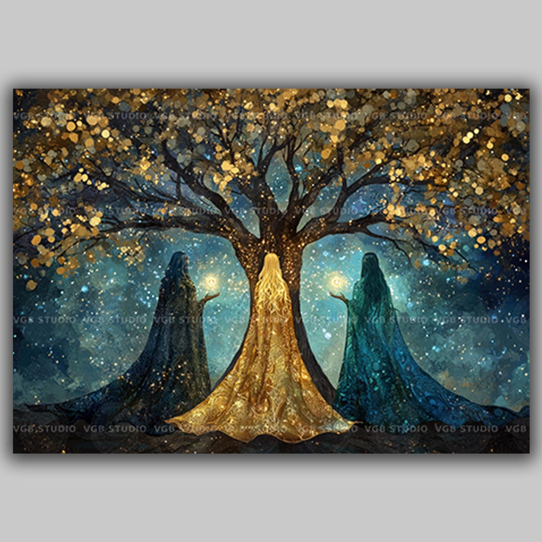 The Norns Sacred Tree of Life Print, Pagan Goddess Norse Mythology ...