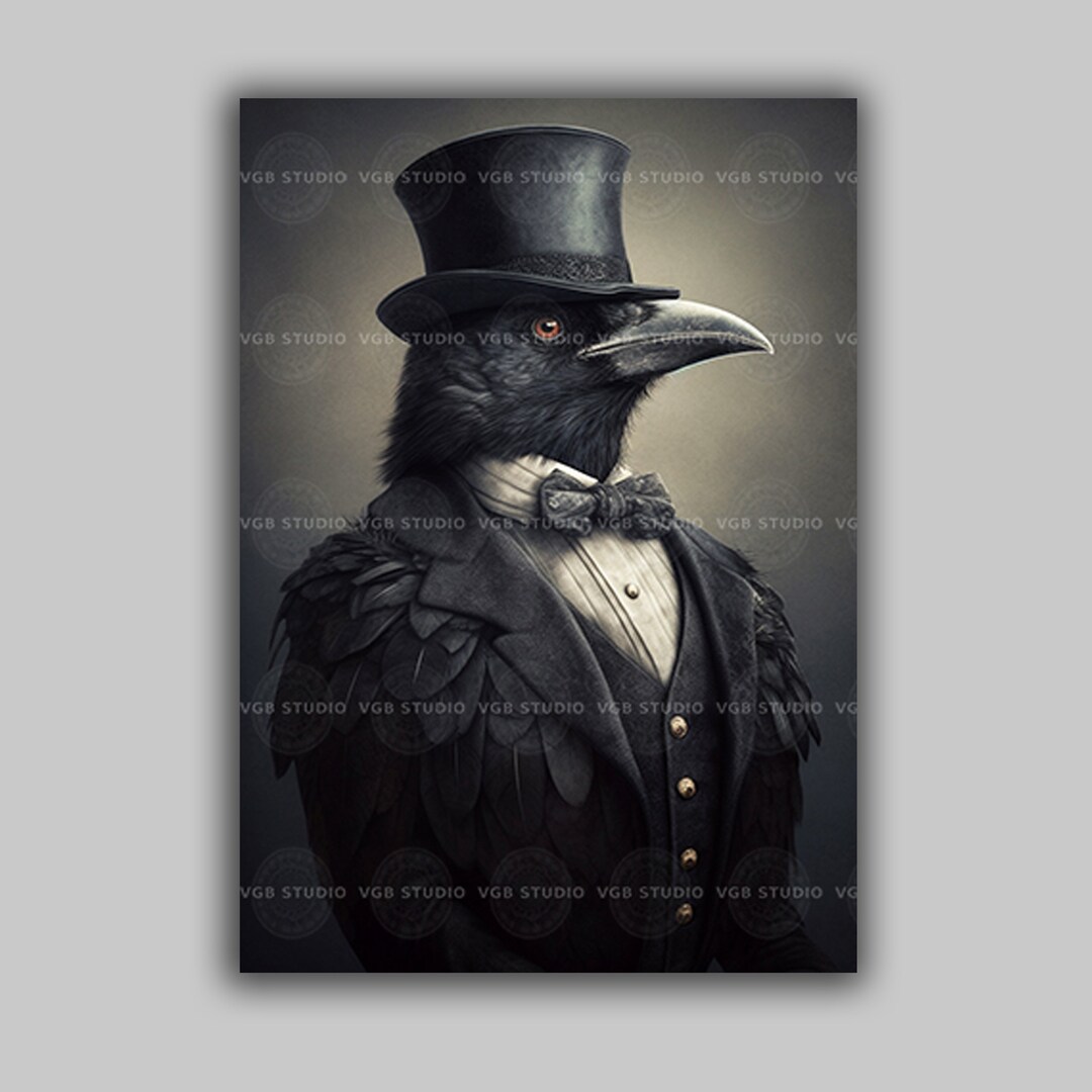 Victorian Crow, Gothic Raven, Art Poster Print, Baroque Poster, Giclee ...