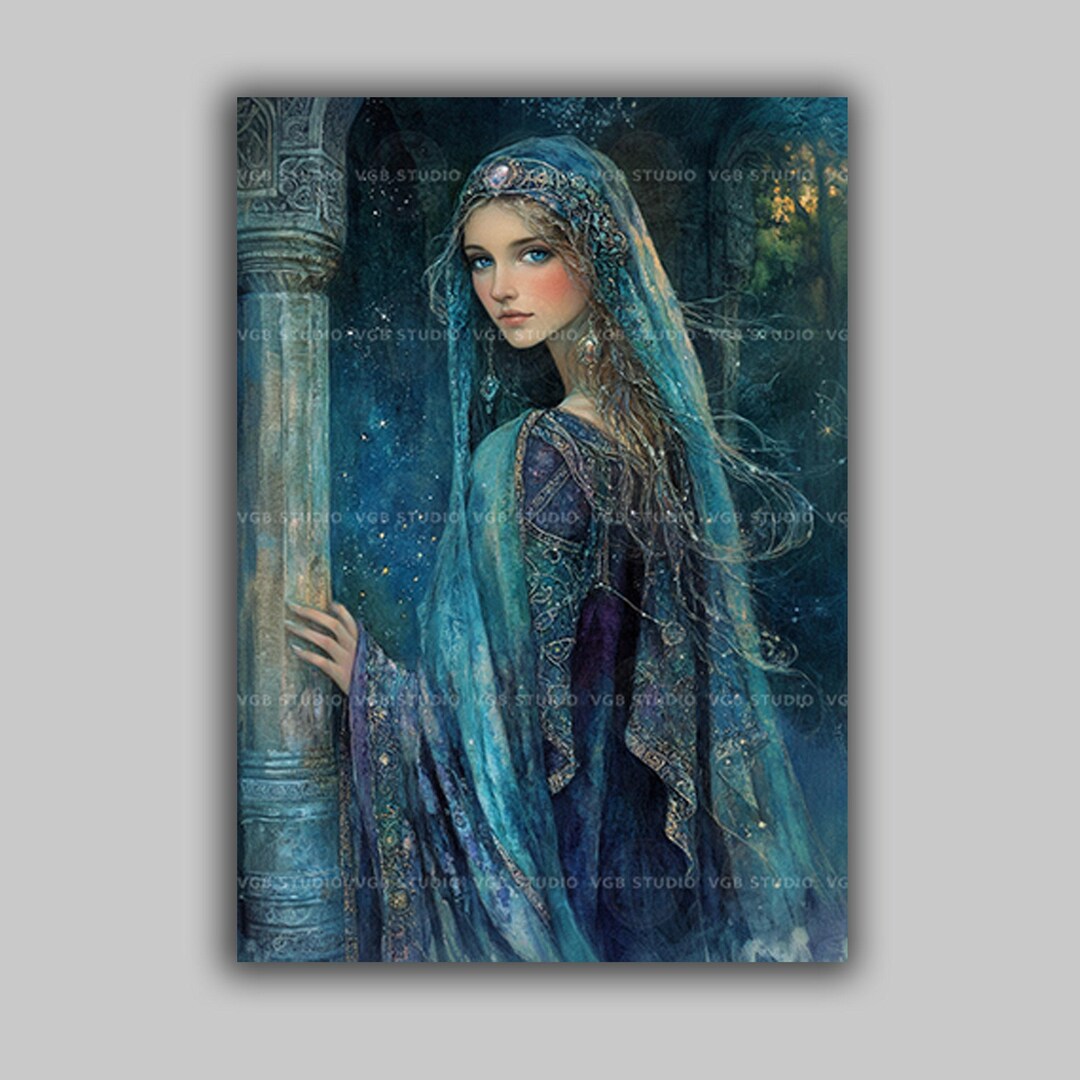 Arianrhod Goddess of the Stars Art Print, Mystical Celtic Moon Goddess ...