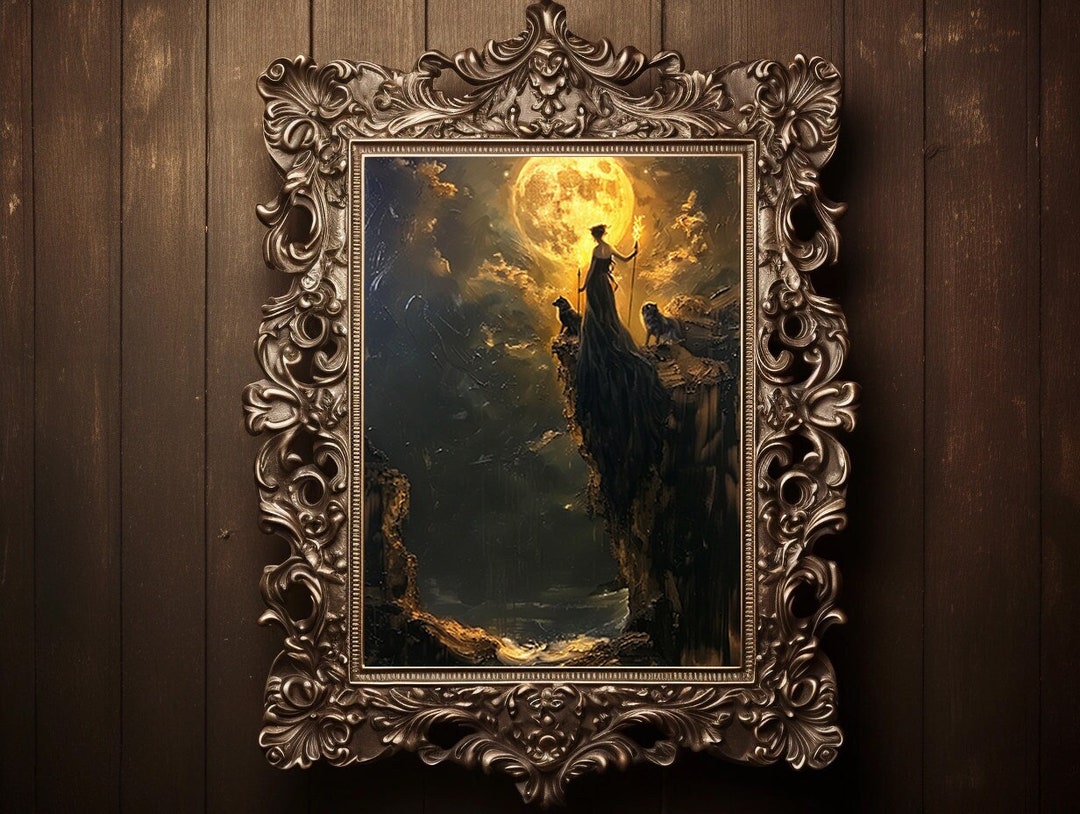 Hecate Greek Goddess Painting, Hekate Moon Crossroads Holding Torches ...