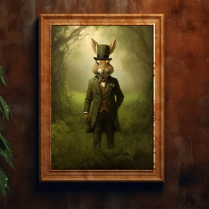 Gothic Victorian Irish Rabbit Print, Victorian Bunny Portrait Painting ...