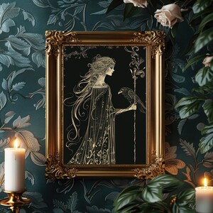 The Morrigan Art Nouveau Goddess Celtic Esoteric Altar Art, Pagan ...