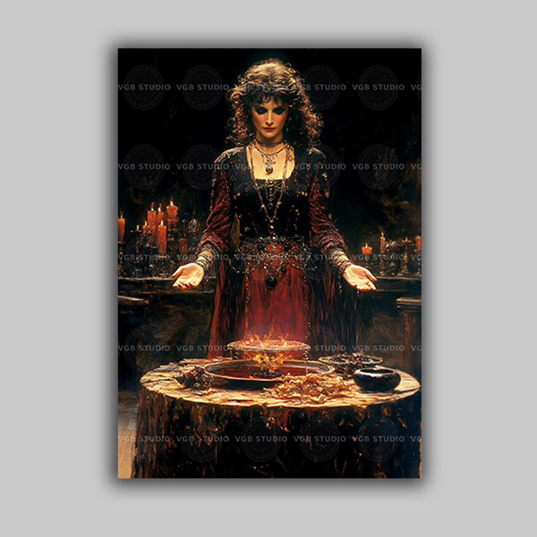 Mystical Medea Ritual Witchcraft Art Print, Enigmatic Sorceress Wall ...