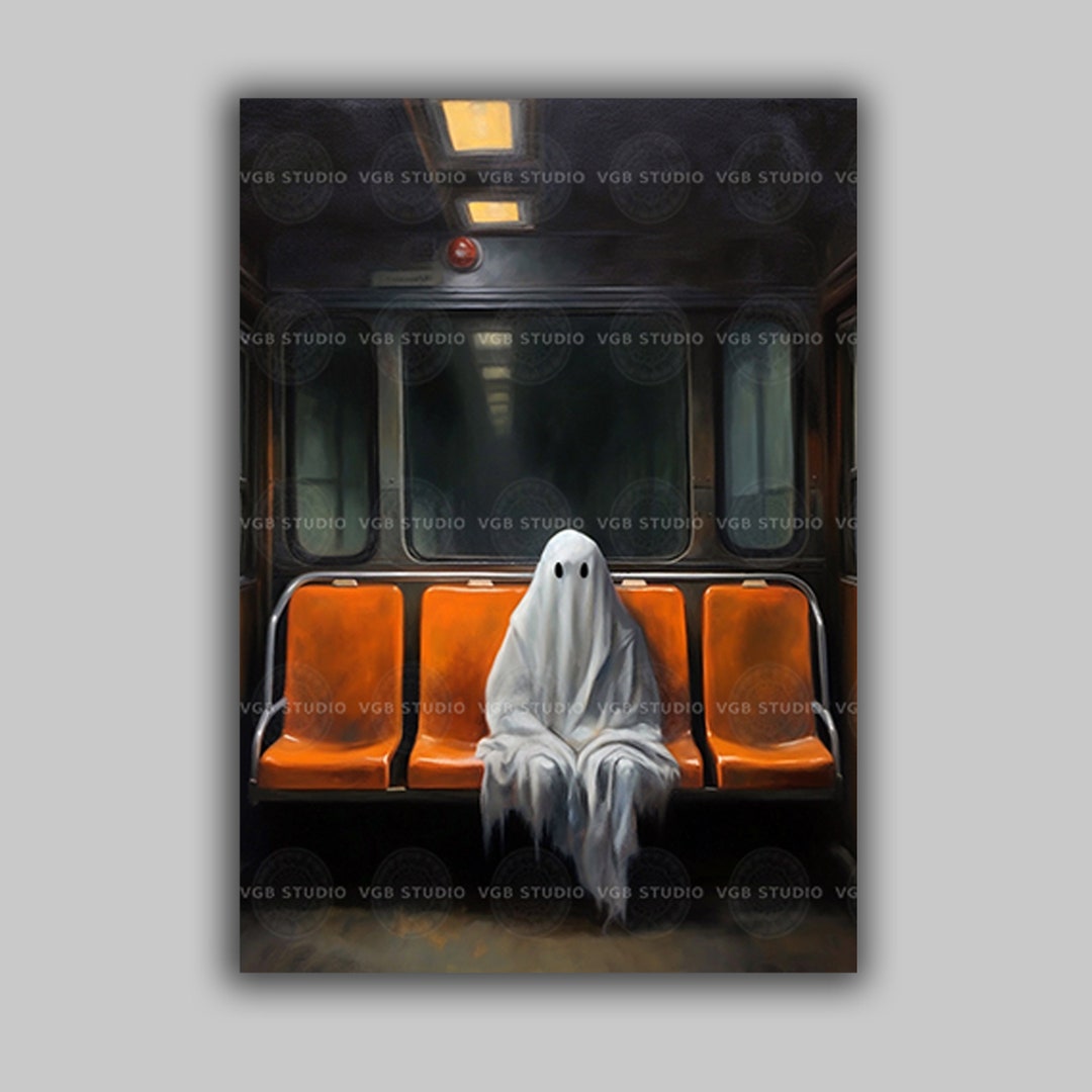 Ghost Haunted Subway Print, Ghoul Bus Halloween, Haunted Tube Metro ...