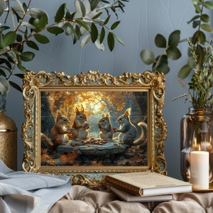 Squirrel Poker Art Print Funny Animal Playing Cards Autumn Woodland ...