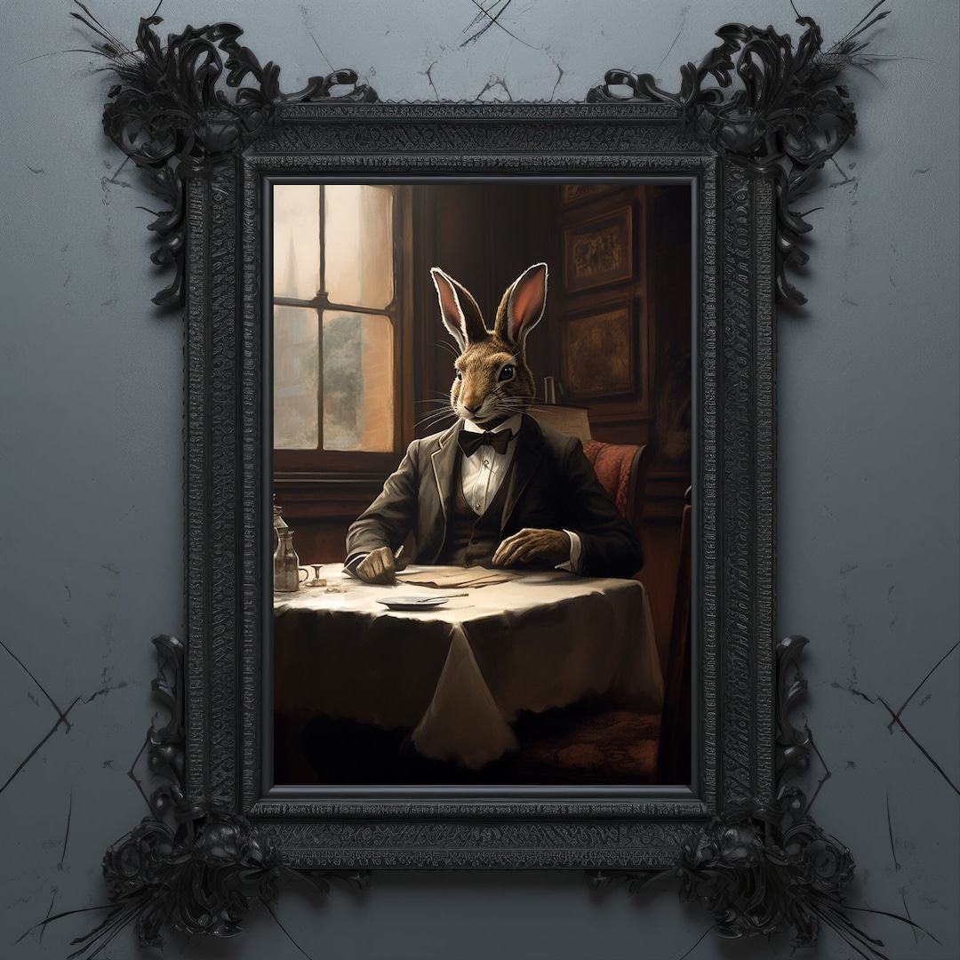 Rabbit Victorian Bunny Victorian Portrait Print, Renaissance Painting ...